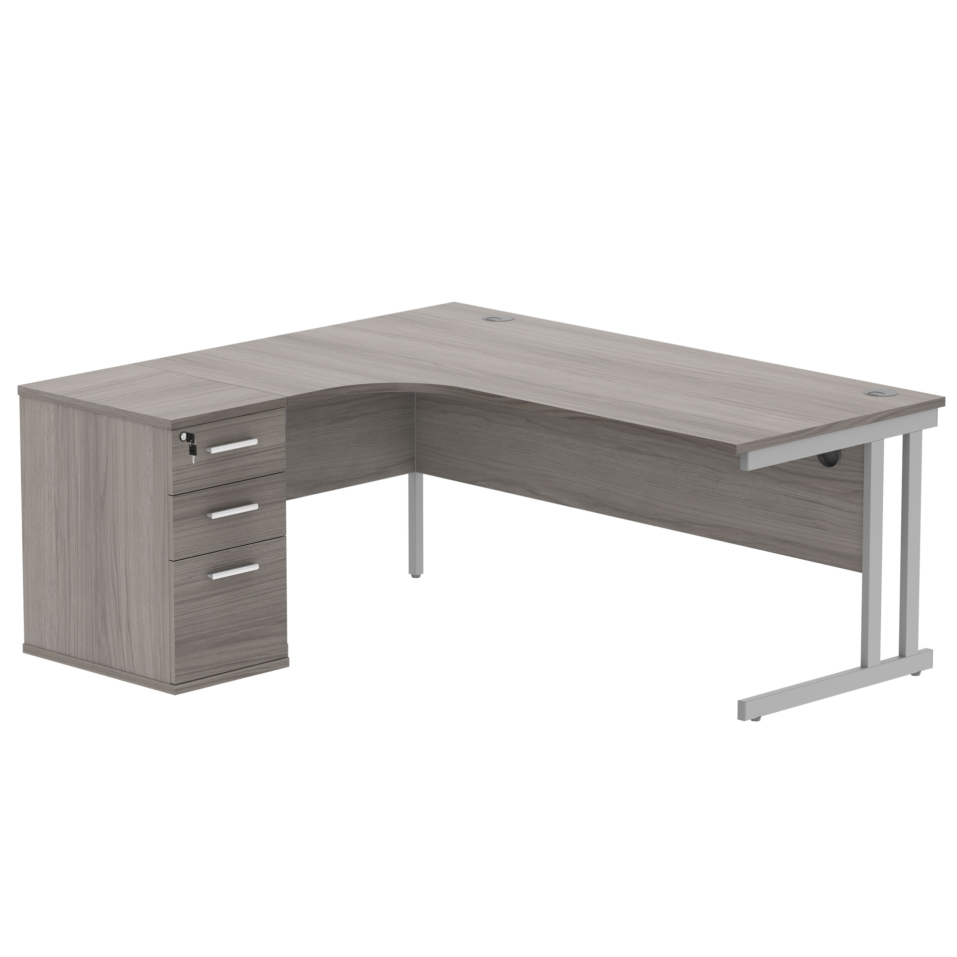 SOS VALUE GREY OAK 1800 Left Hand Radial desk | Surrey Office Supplies