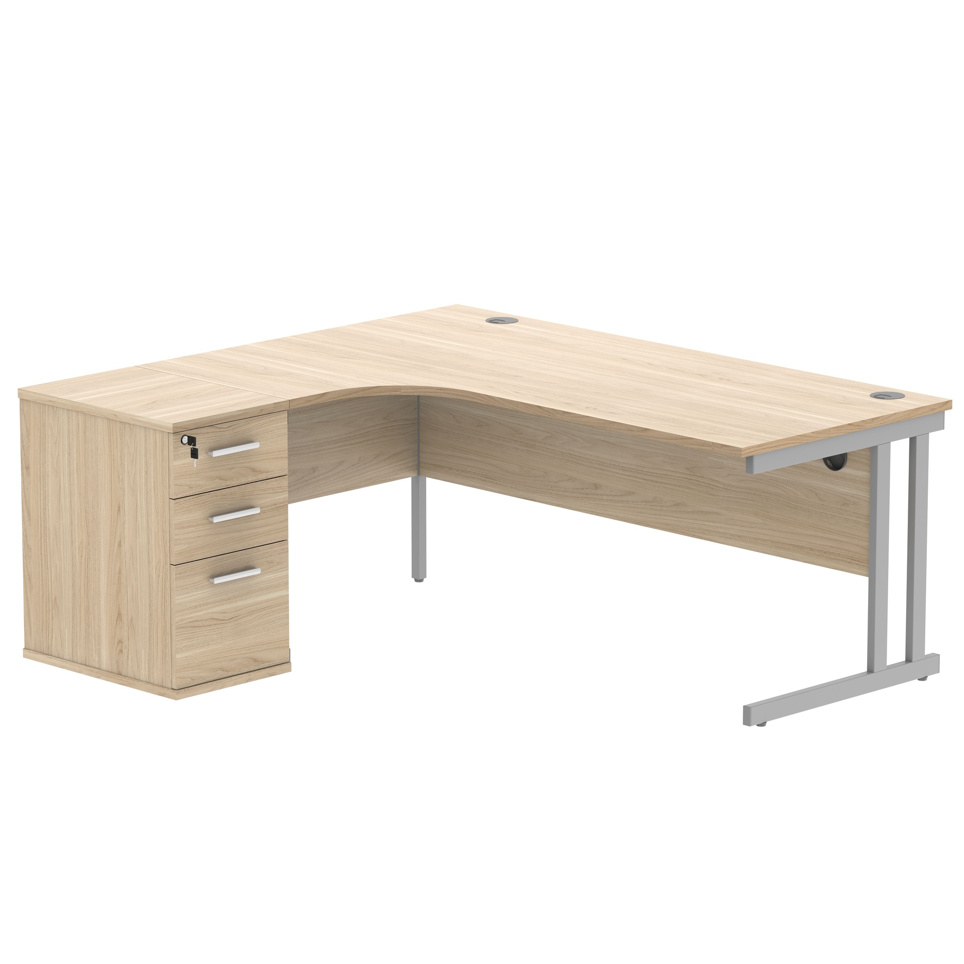 SOS VALUE LIGHT OAK 1800 Left Hand Radial desk – Surrey Office Supplies