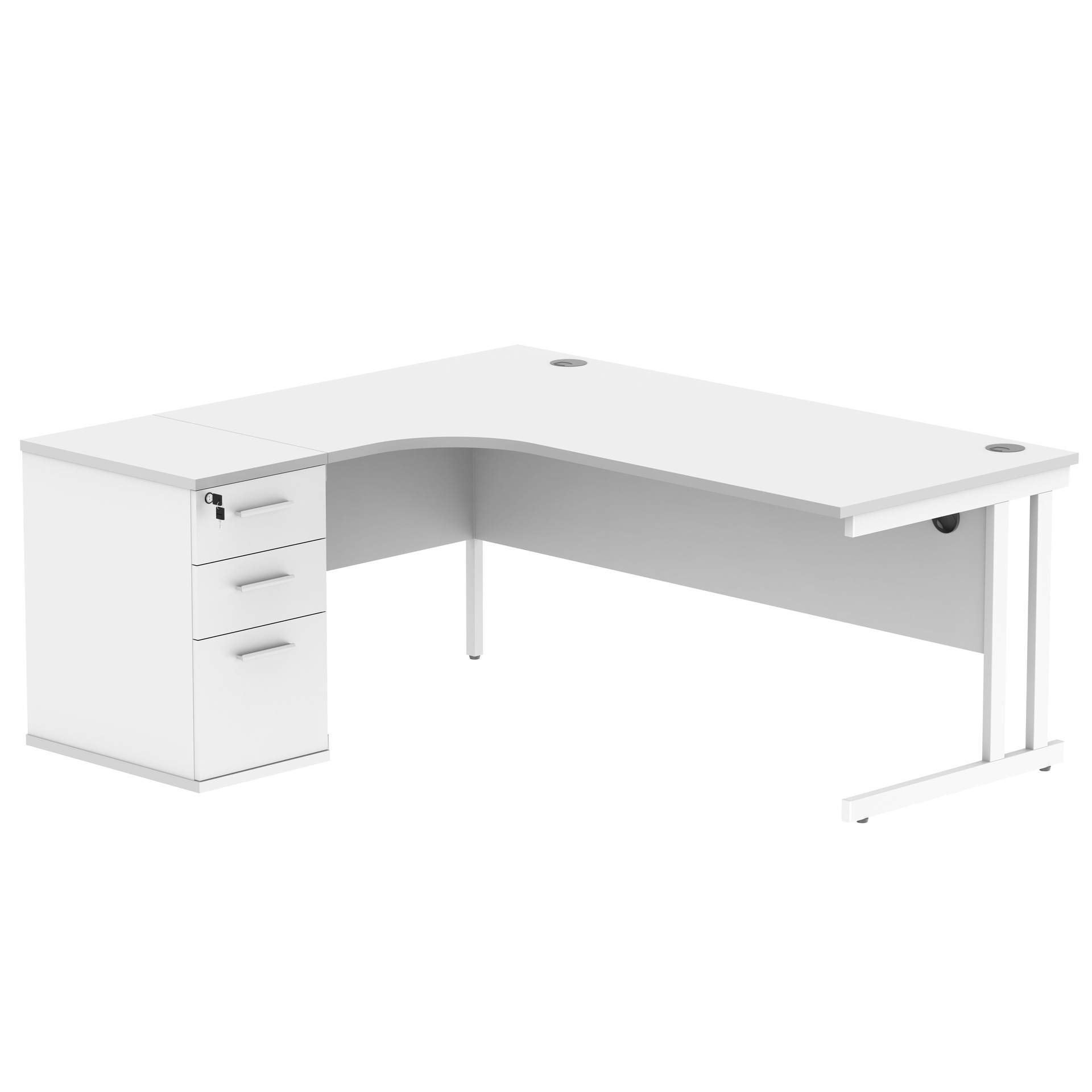 SOS VALUE WHITE 1800 Left Hand Radial desk – Surrey Office Supplies